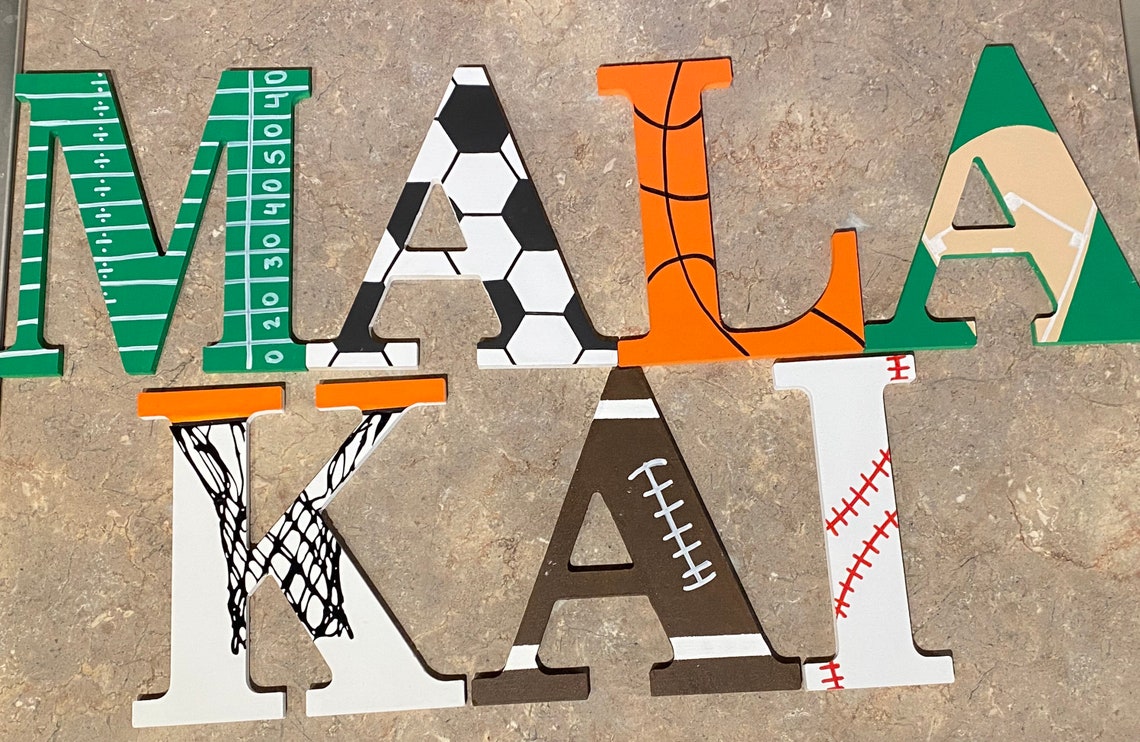 Sports Theme Custom Letters Letters Nursery Kids Room - Etsy
