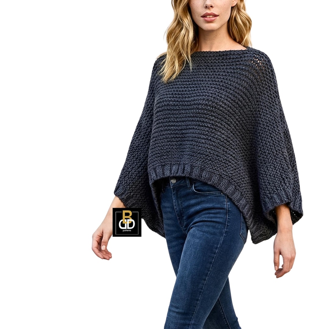 Easy Knitting Pattern | Seamless Poncho - Etsy Australia