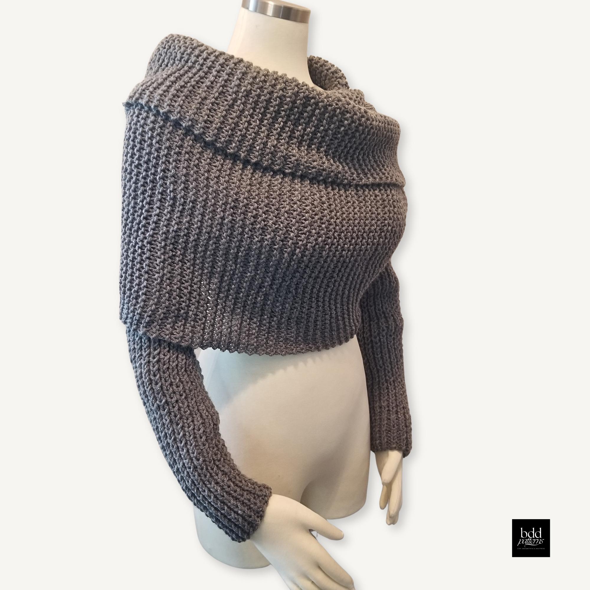 Sweater Scarf Knitting Pattern: the Sophie Crossover Shrug (PDF Pattern ...
