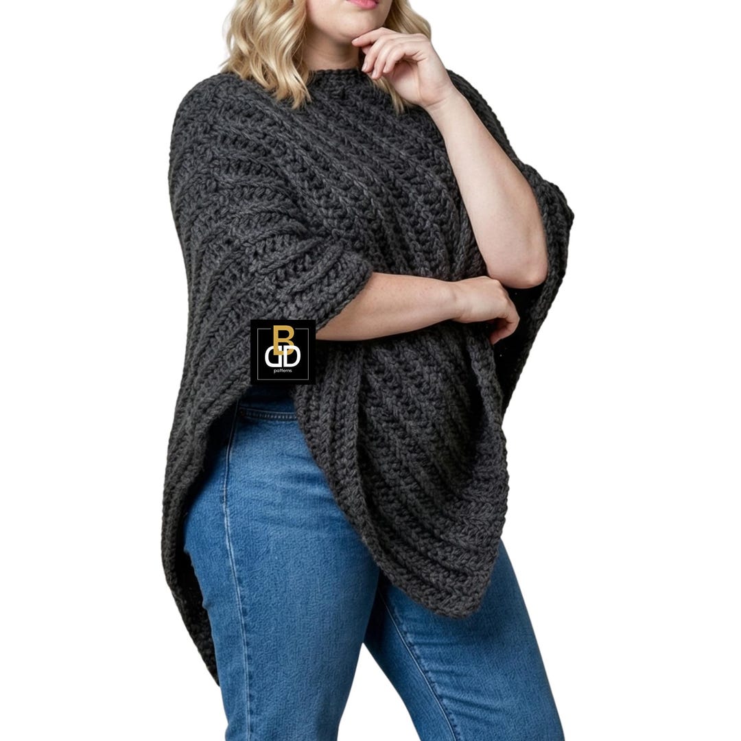Plus Size Crochet Pattern | the Raven Poncho - Etsy