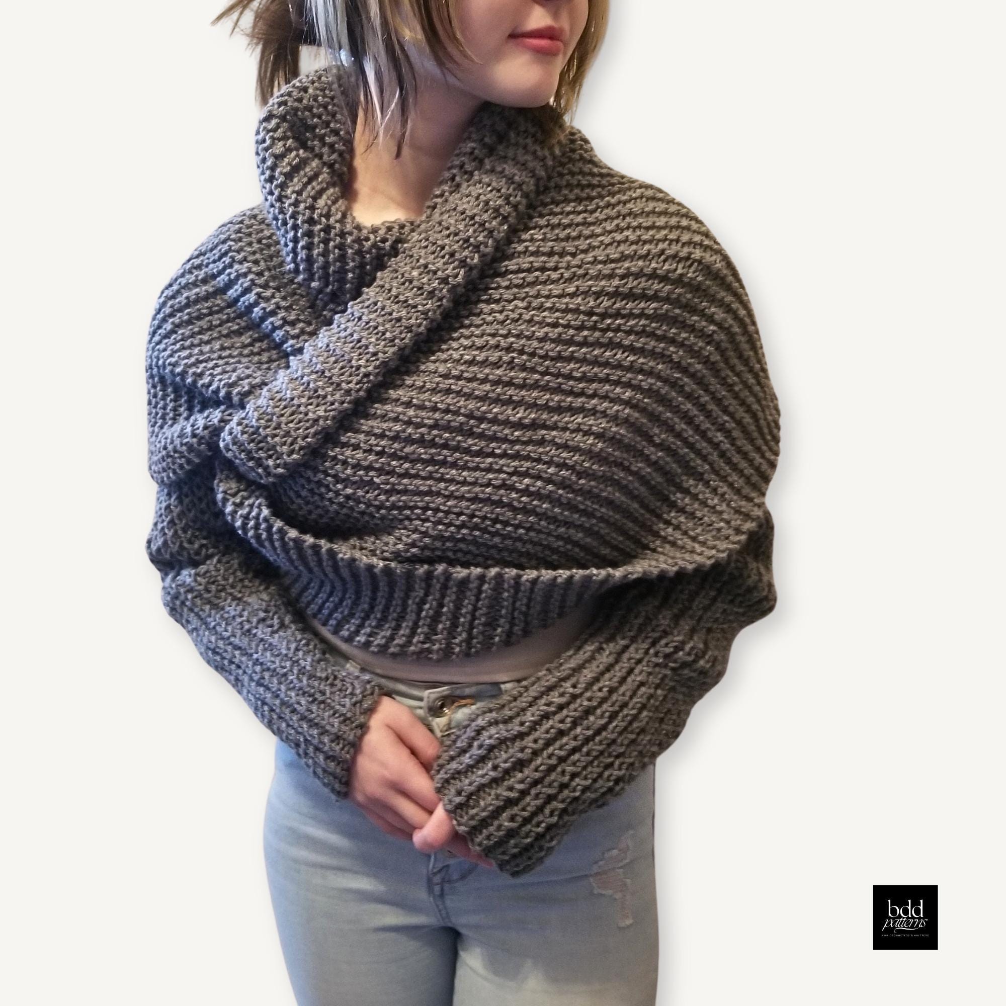 Sweater Scarf Knitting Pattern: the Sophie Crossover Shrug (PDF Pattern ...