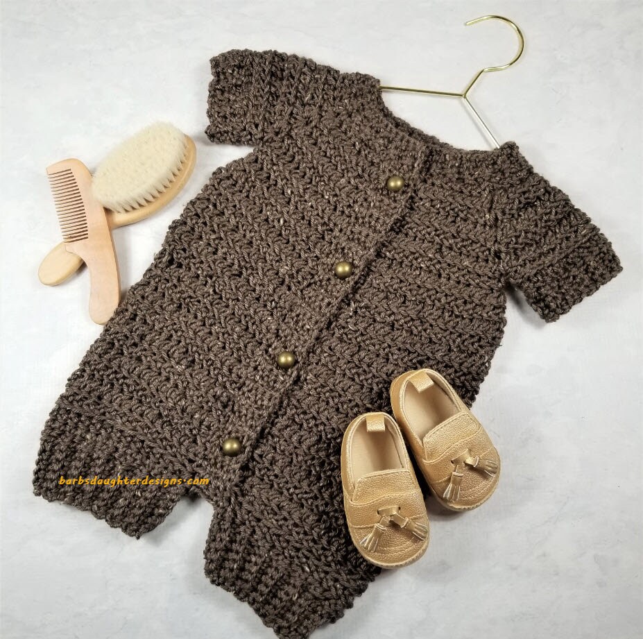 Crochet Pattern Baby Romper The Crosby Button Down Romper | Etsy