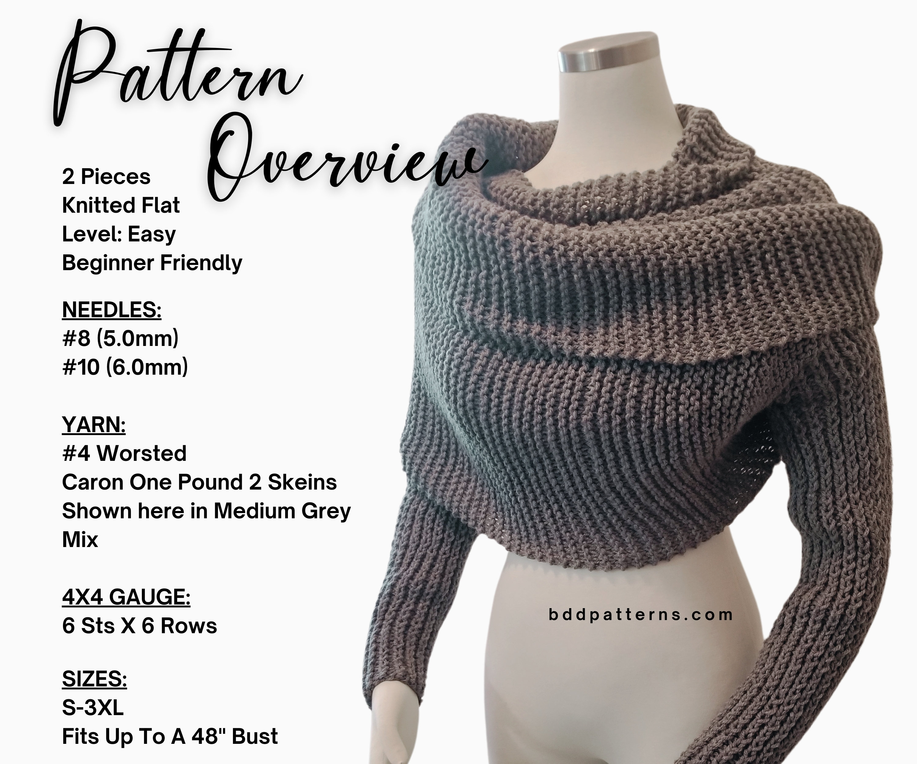 Sweater Scarf Knitting Pattern: the Sophie Crossover Shrug (PDF Pattern ...