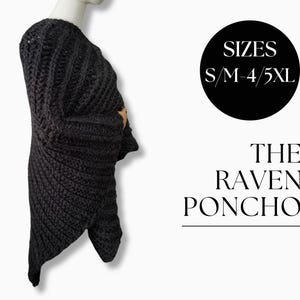Easy Chunky Poncho Crochet Pattern: the Raven (PDF Pattern) - Etsy