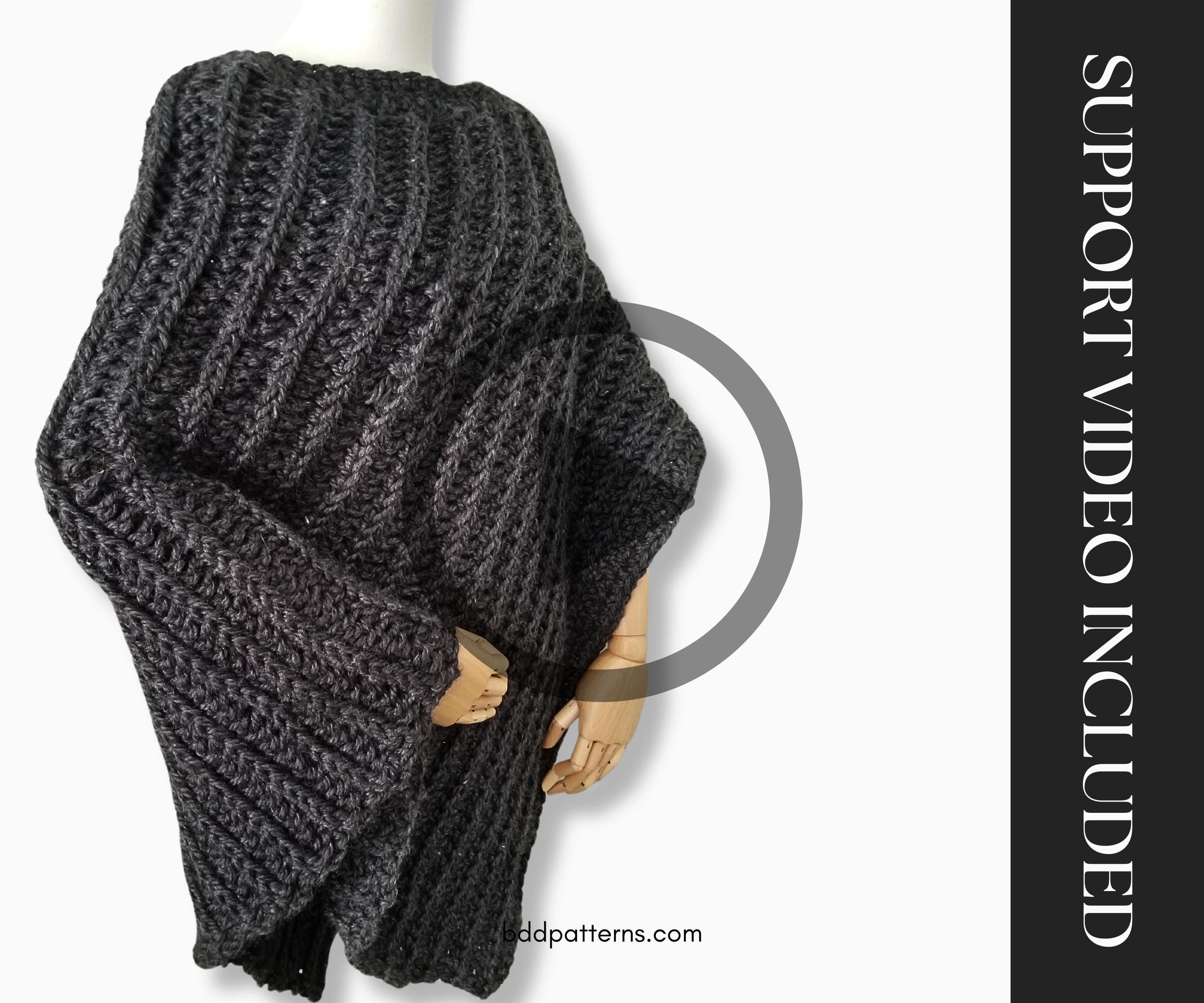 Easy Chunky Poncho Crochet Pattern: the Raven (PDF Pattern) - Etsy