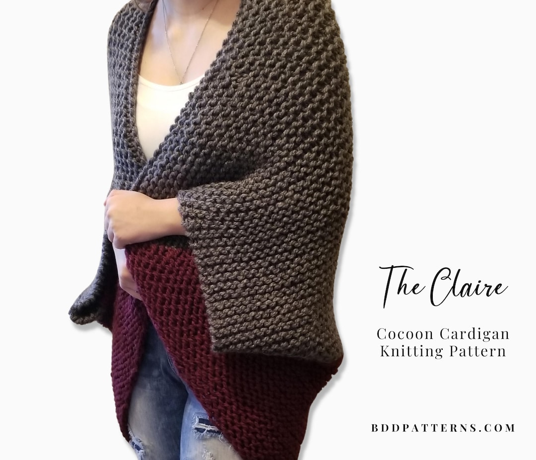 Easy Cocoon Cardigan Knitting Pattern: Bulky Yarn Sweater (PDF) - Etsy