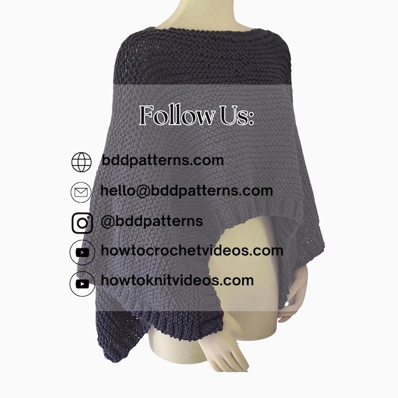 Easy Knitting Pattern With Video Tutorial | One Piece Seamless Poncho ...