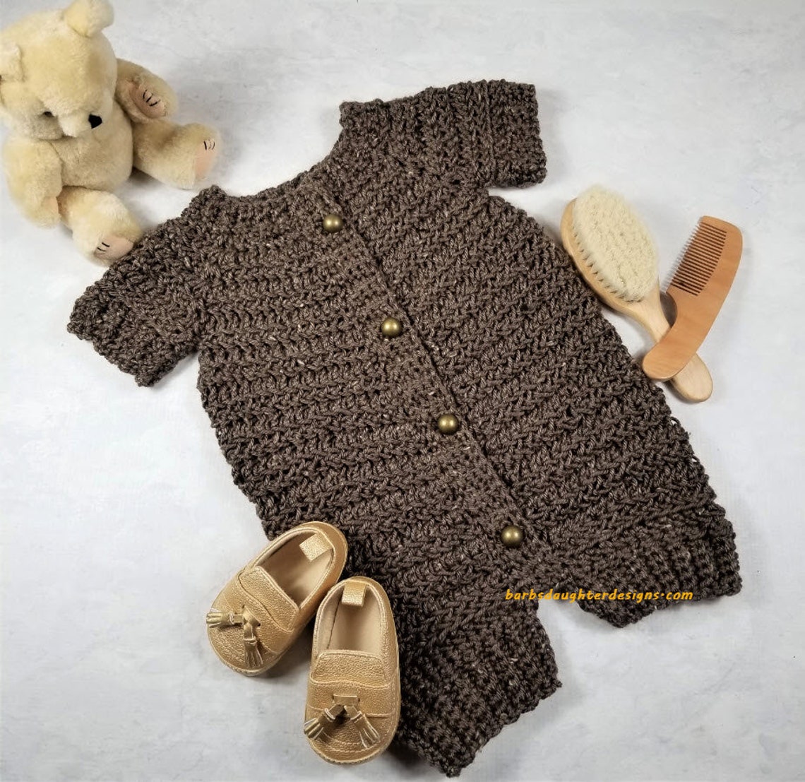 Crochet Pattern Baby Romper the Crosby Button Down Romper - Etsy