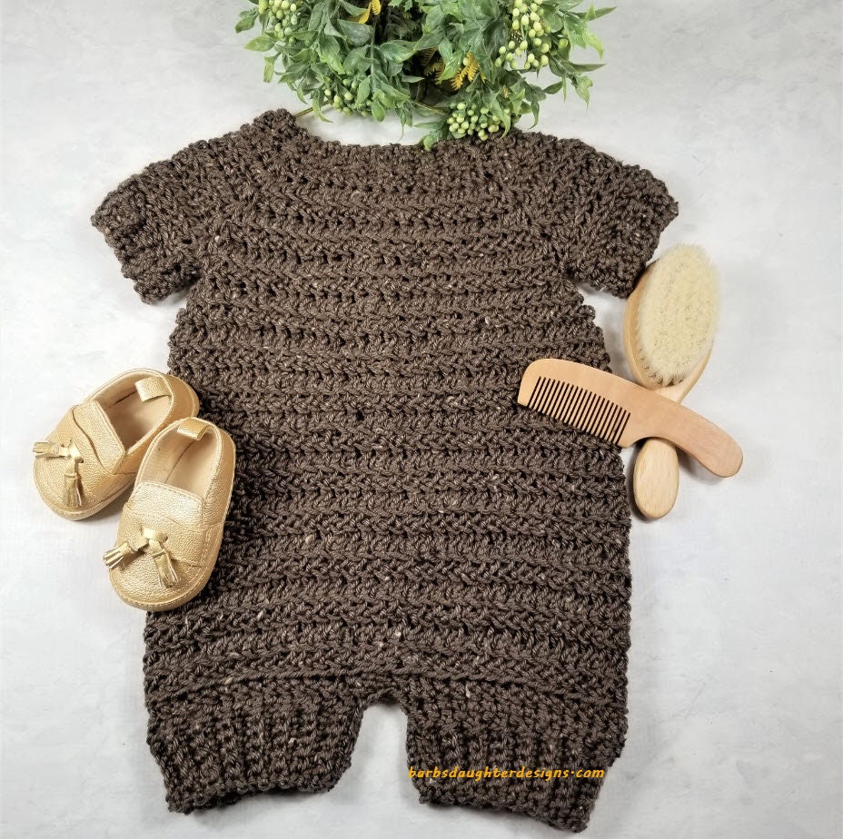 Crochet Pattern Baby Romper The Crosby Button Down Romper | Etsy