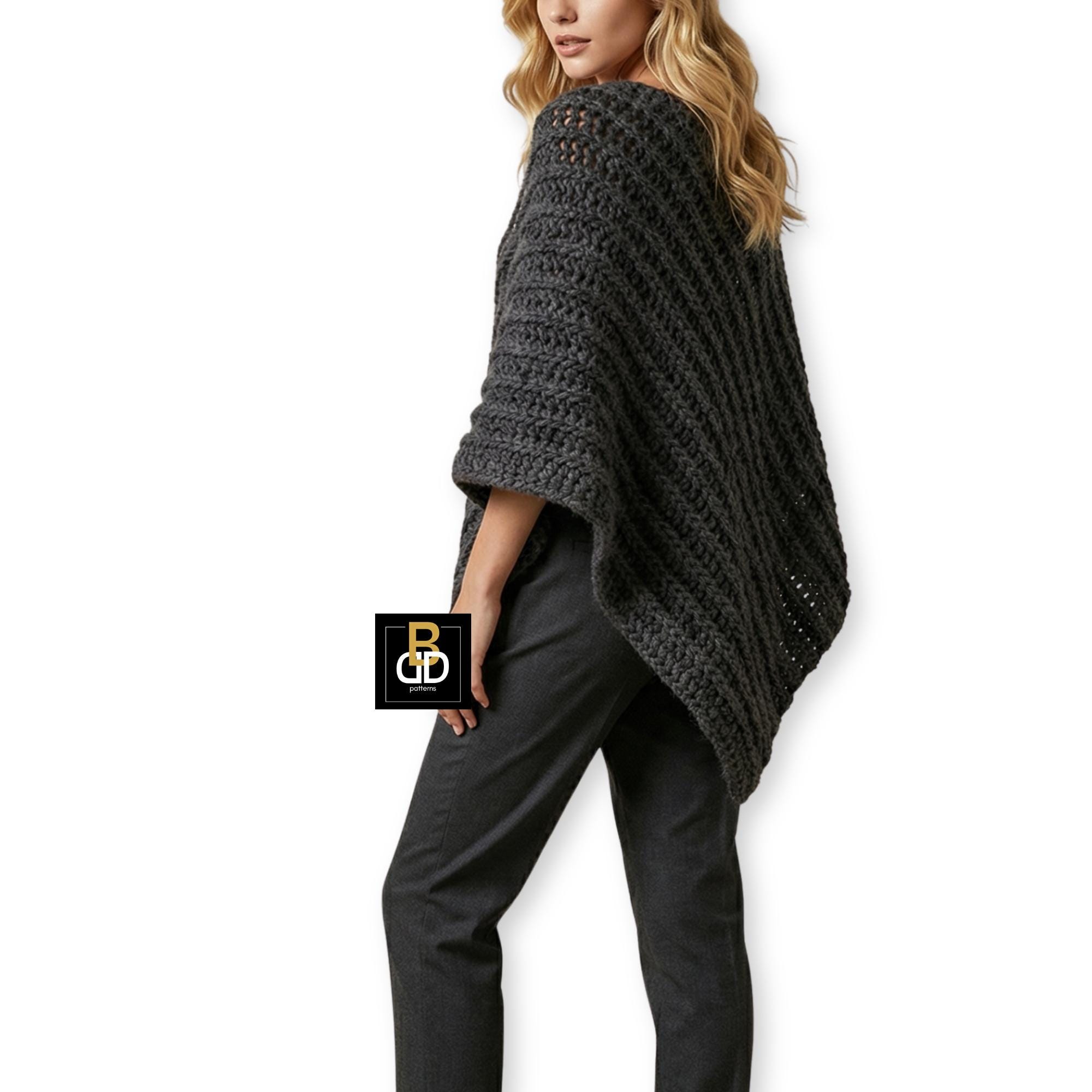 Easy Chunky Poncho Crochet Pattern: the Raven (PDF Pattern) - Etsy