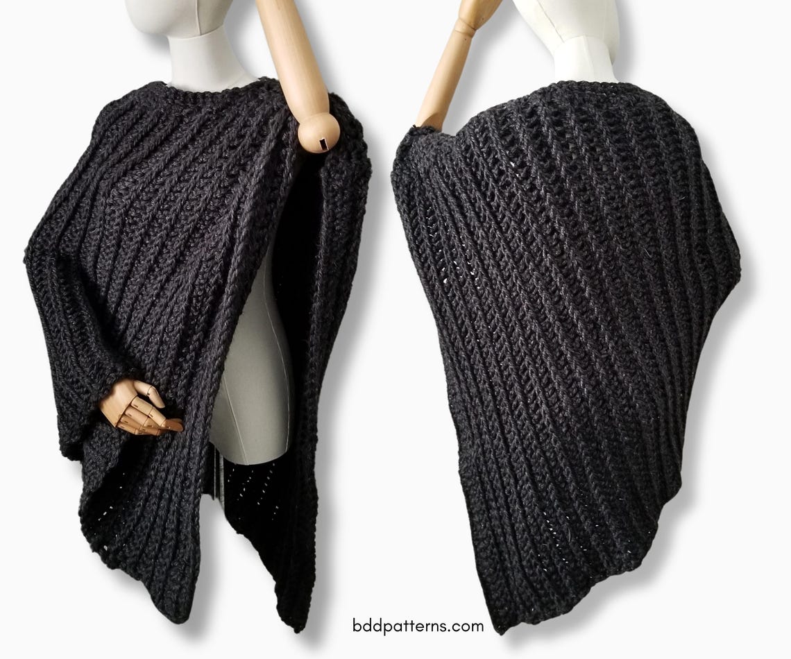 Easy Chunky Poncho Crochet Pattern: the Raven (PDF Pattern) - Etsy
