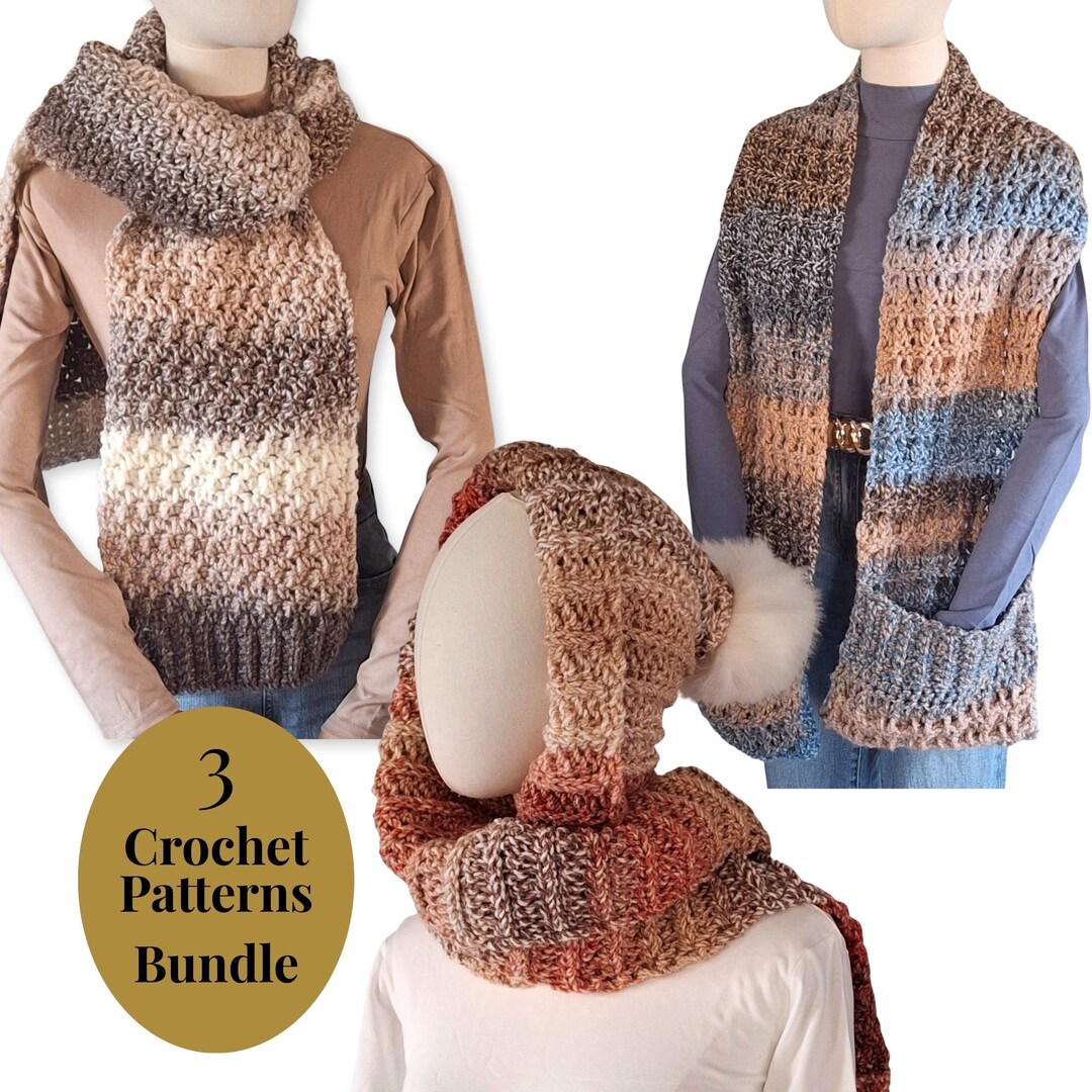 Crochet Pattern Bundle: 3 Easy Scarves | Crochet Gift Ideas - Etsy