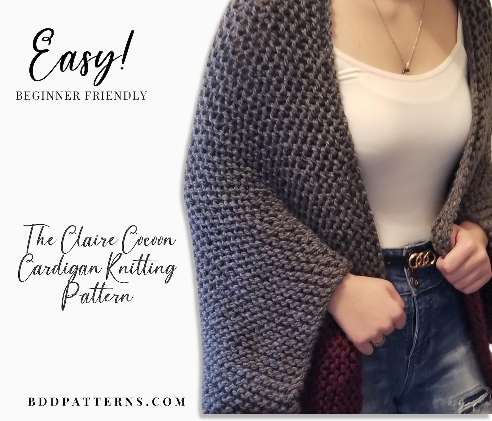 Easy Cocoon Cardigan Knitting Pattern: Bulky Yarn Sweater (PDF) - Etsy