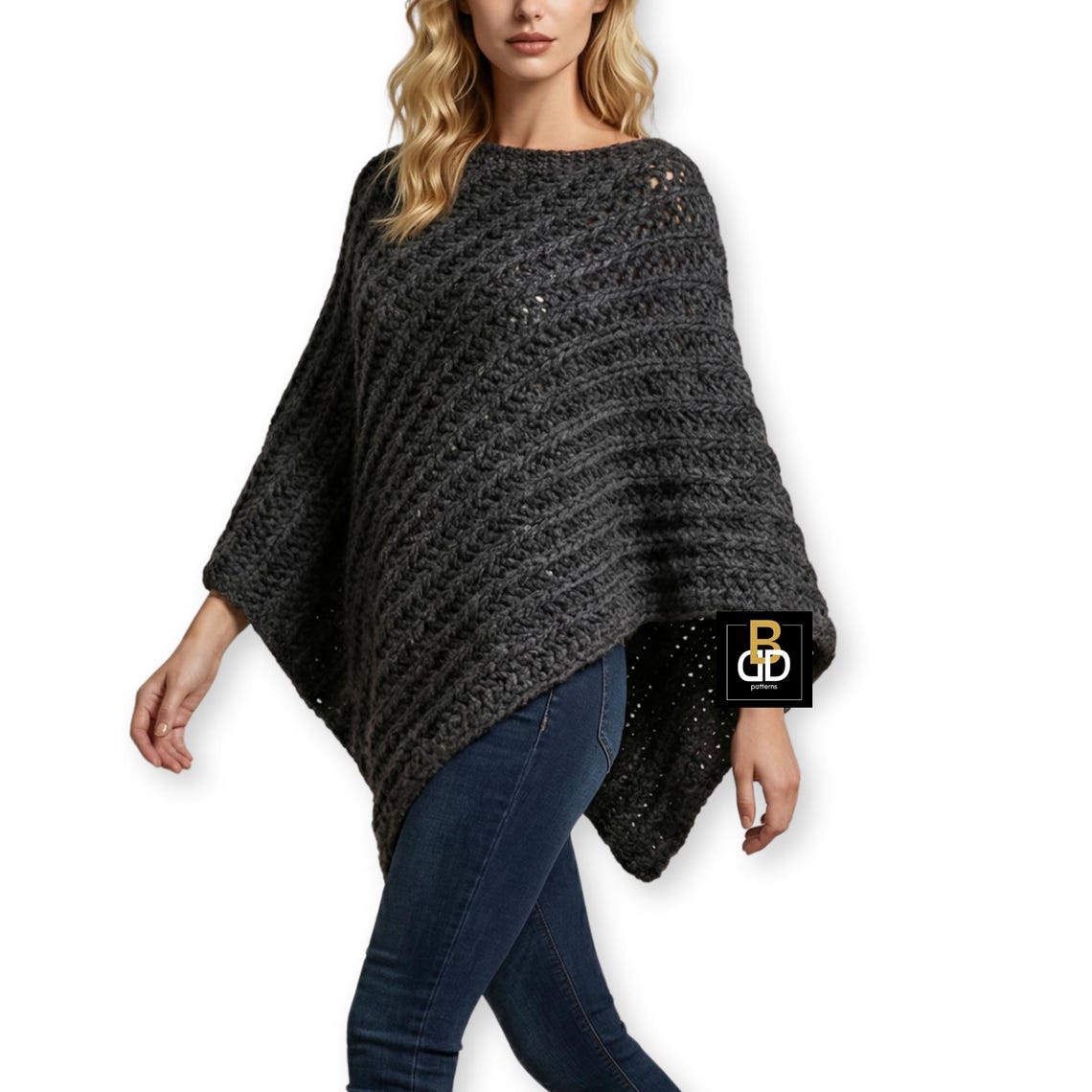 Easy Chunky Poncho Crochet Pattern: the Raven (PDF Pattern) - Etsy