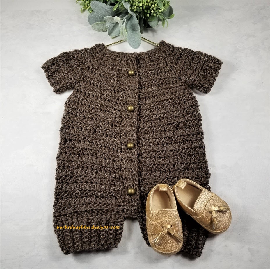 Crochet Pattern Baby Romper The Crosby Button Down Romper | Etsy