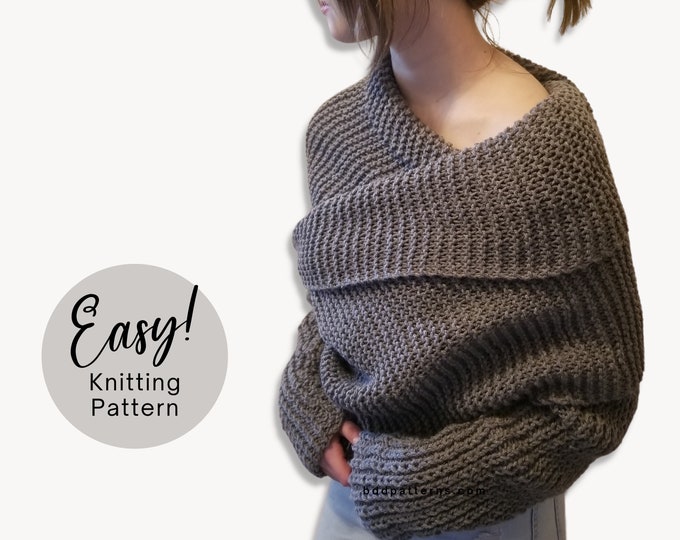 Knitting Pattern Sleeve Scarf Sweater Wrap Instant Download PDF - Etsy ...