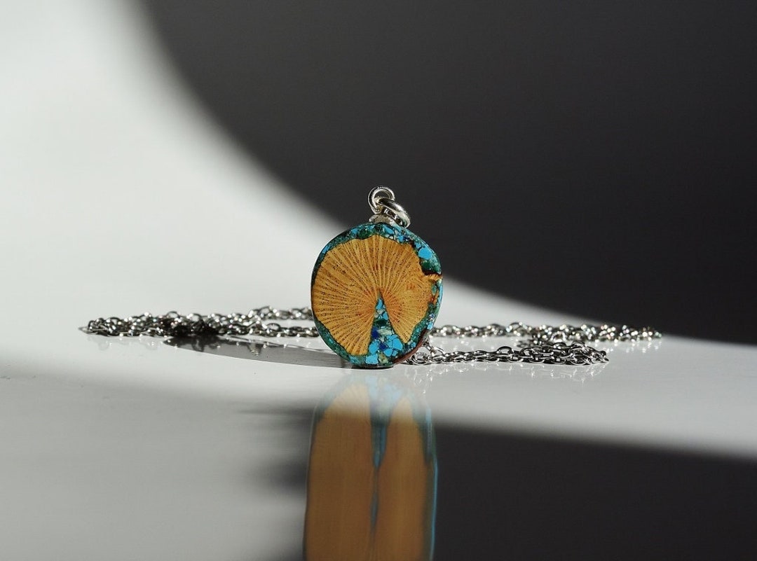Rose Root Pendant: Turquoise Inlay Necklace, Surgical Steel Chain - Etsy