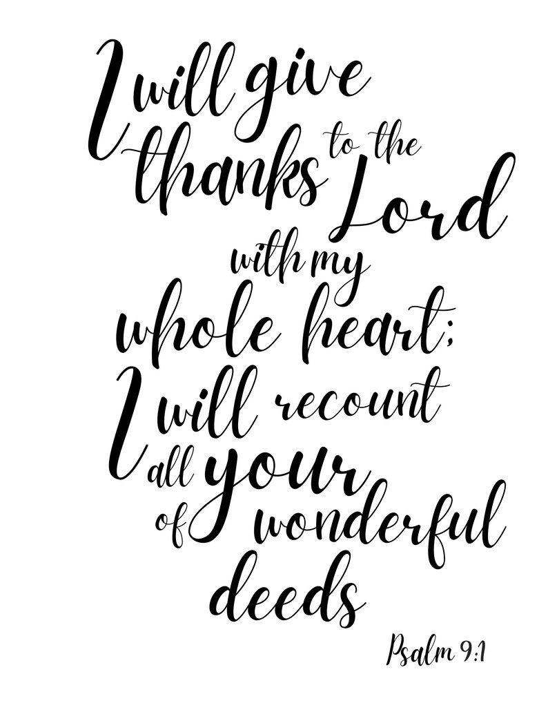 Psalm 9:1 Digital Print - Etsy