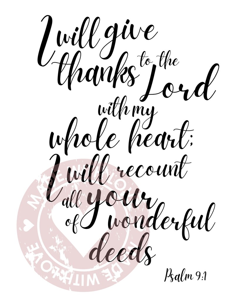 Psalm 9:1 Digital Print - Etsy
