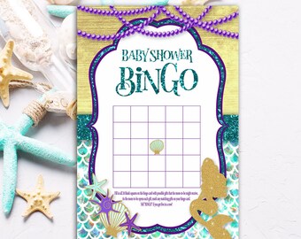 Mermaid Baby Shower Bingo | Etsy
