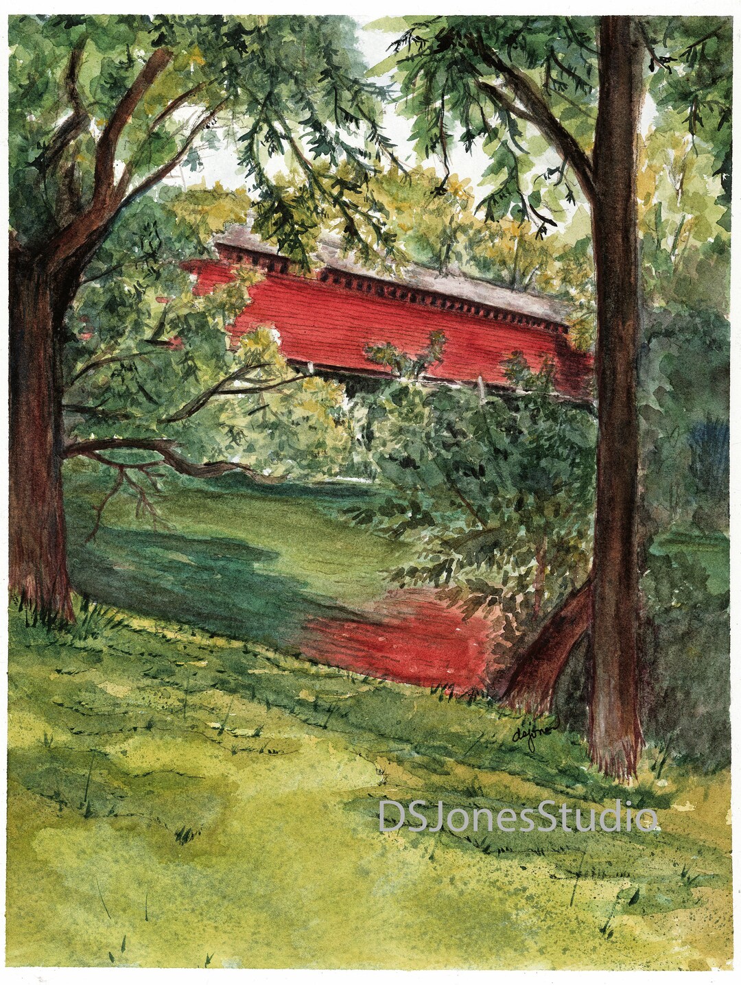 Covered Bridge Print of an Original Watercolor Painting - Etsy