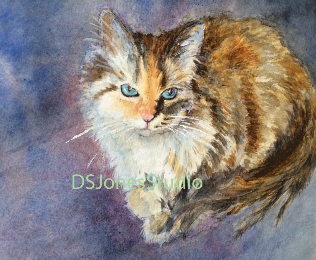 Ginger Calico Cat Print of an Original Watercolor - Etsy