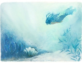 Fat Mermaid art print Mermaid Art Beachhouse Art print Fat | Etsy