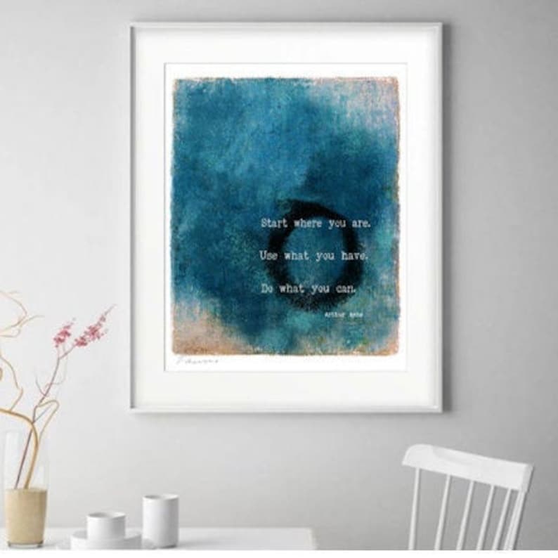 Start Where You Are, Inspirational Art, Wall Art, Painting, Blue Art ...