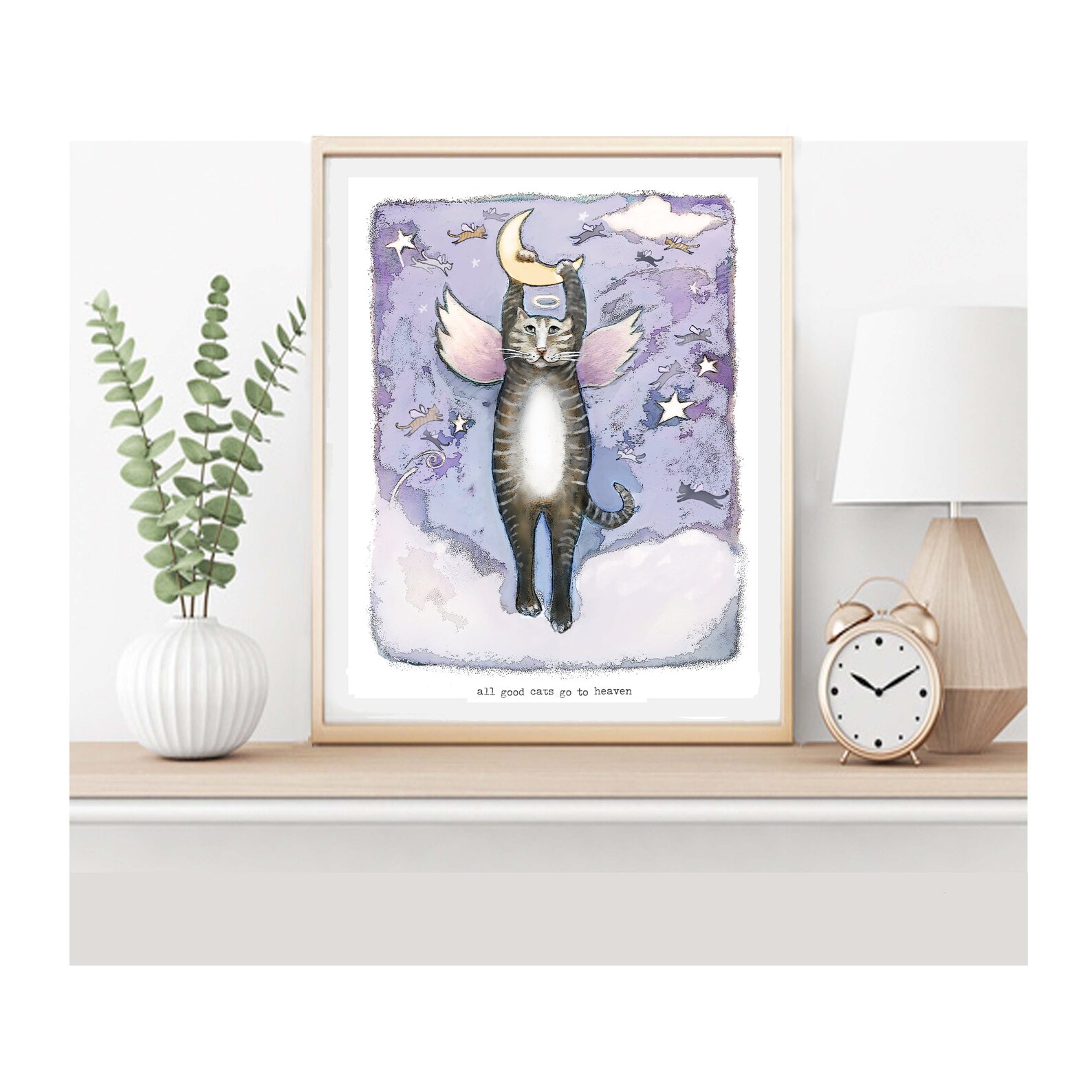 All Good Cats Go to Heaven, Cat Art, Kitty Art, Humorous Cat Art ...