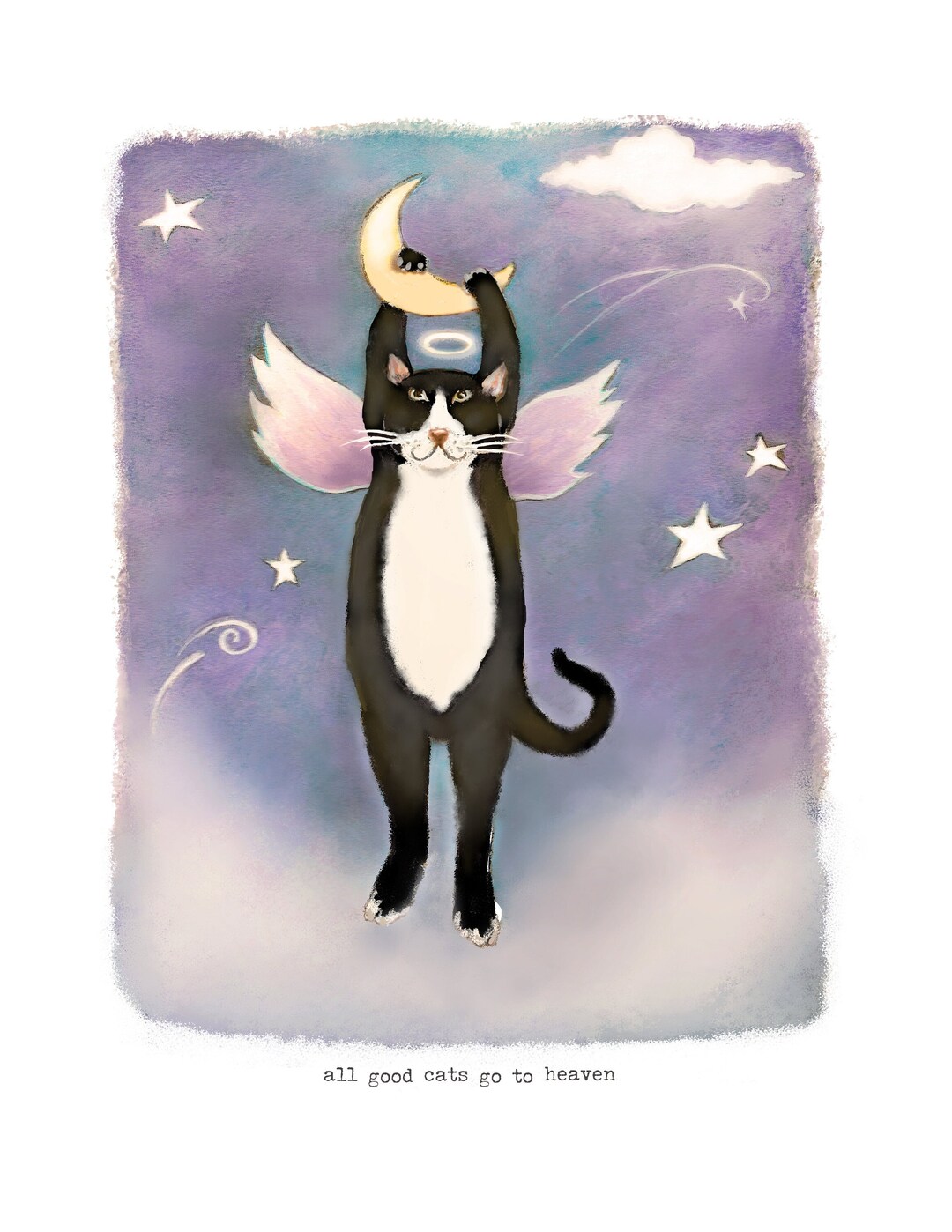 All Good Cats Go to Heaven Cat Angel Black and White Cat - Etsy