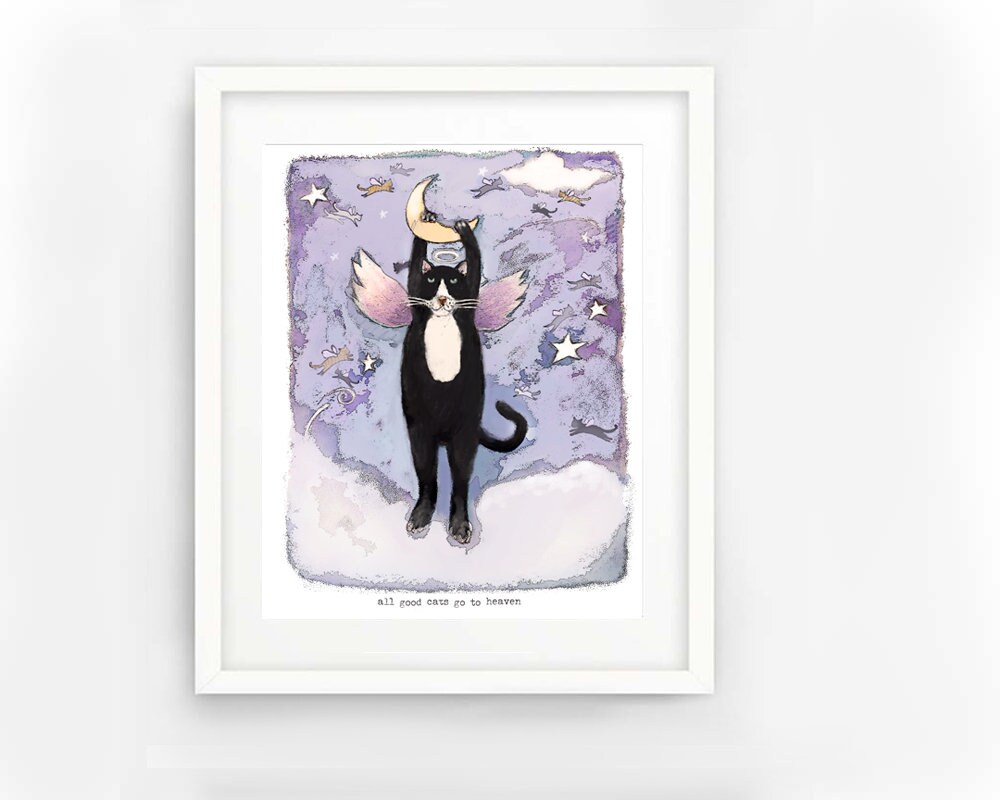 All Good Cats Go to Heaven, Cat Angel, Black and White Cat, Black Cat ...