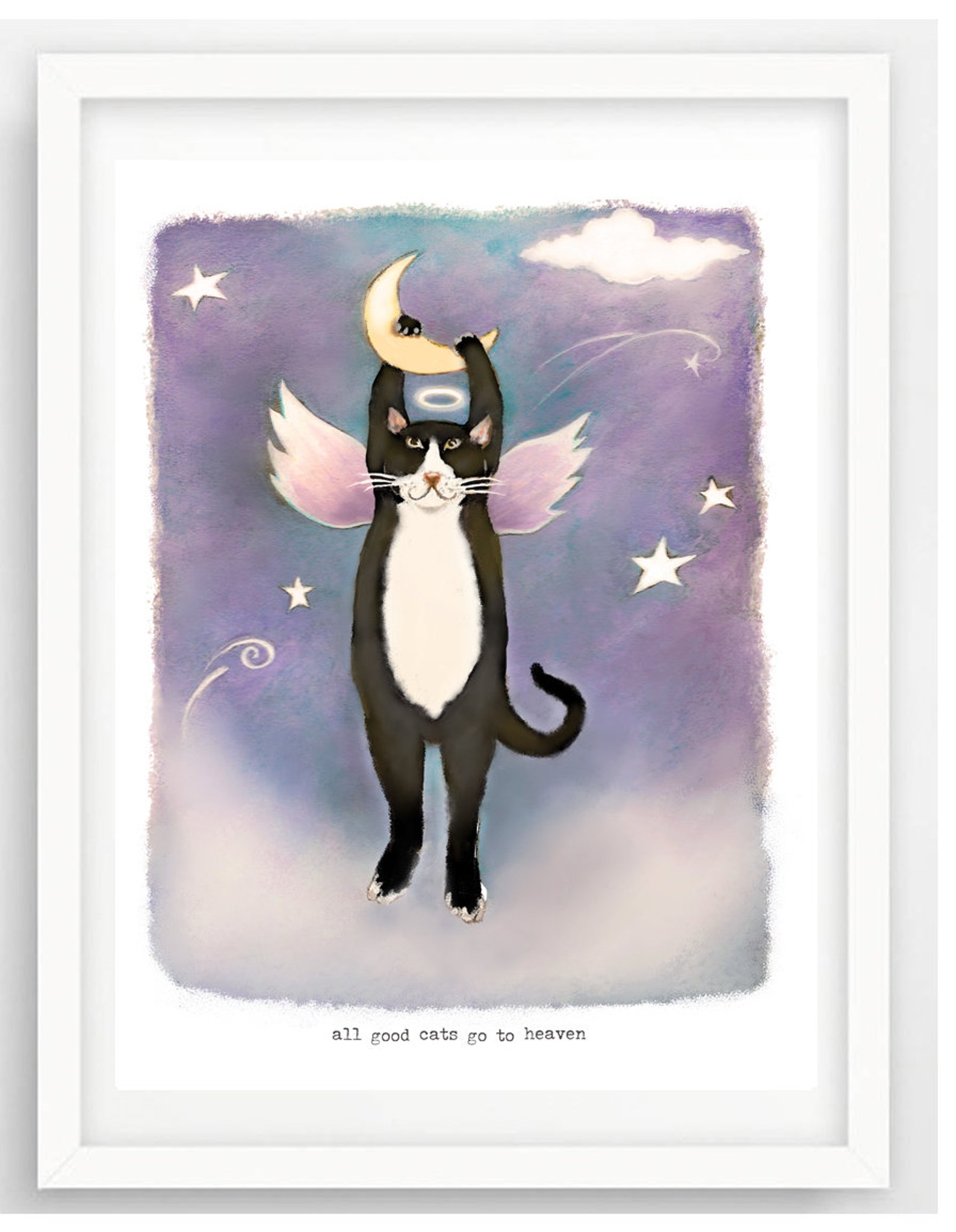 All Good Cats Go to Heaven Cat Angel Black and White Cat - Etsy