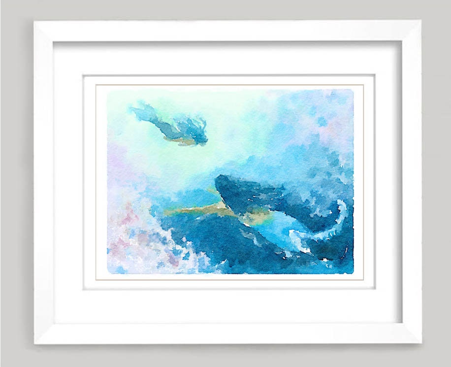 Printable Mermaid Art , Printable Beach House Art, Watercolor Mermaids ...