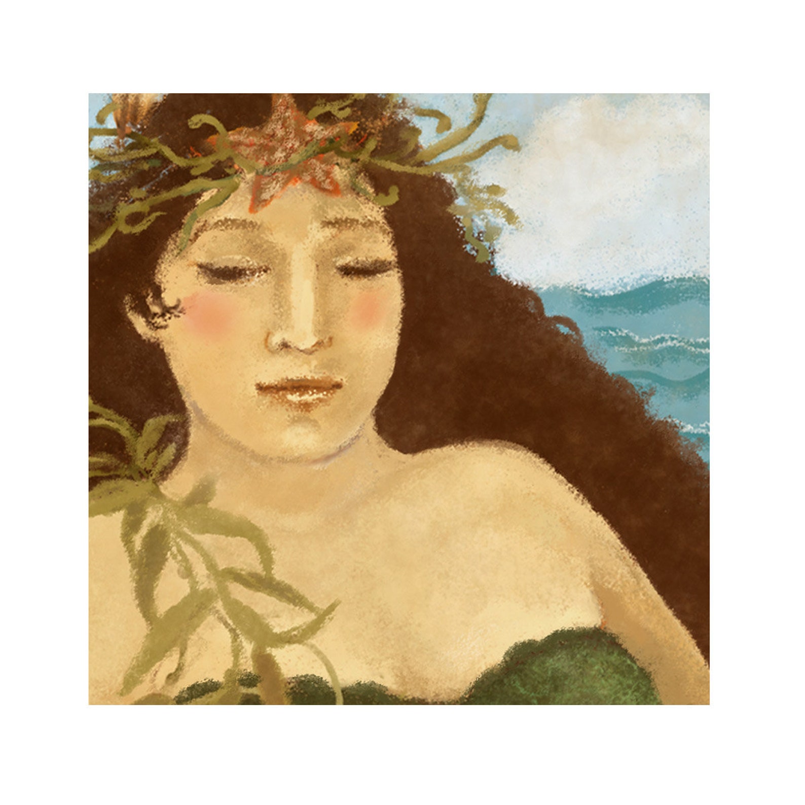 Fat Mermaid Art Print Mermaid Art Beachhouse Art Print Fat - Etsy