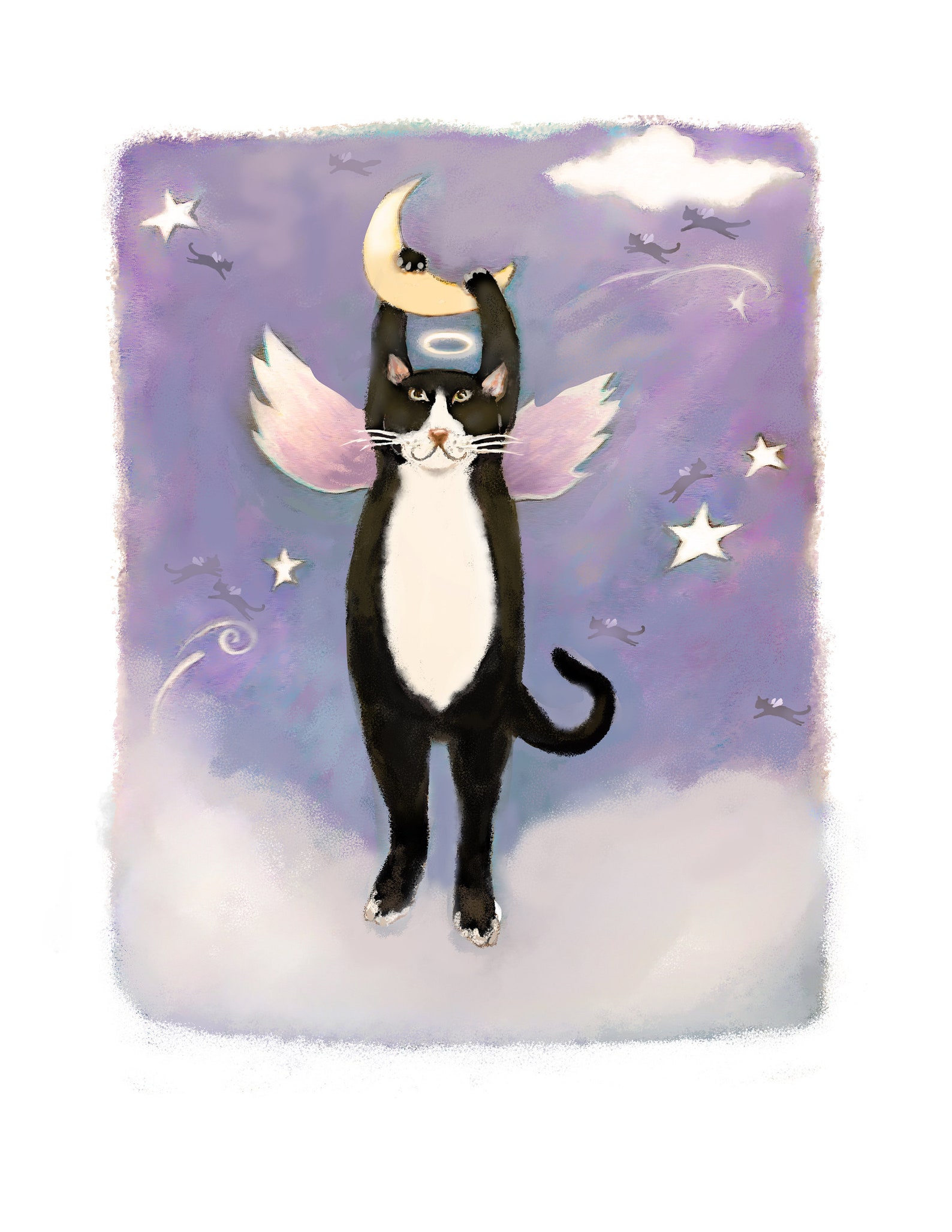 All Good Cats Go to Heaven, Cat Angel, Black and White Cat, Black Cat ...