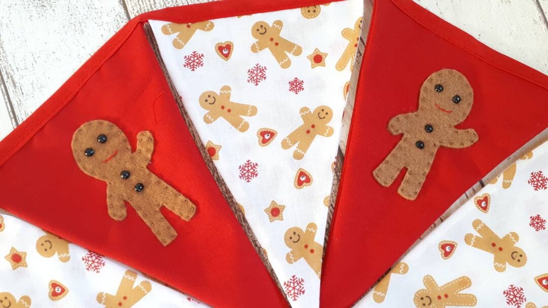 Christmas Gingerbread Man Bunting, Christmas Garland, Gift for Her ...