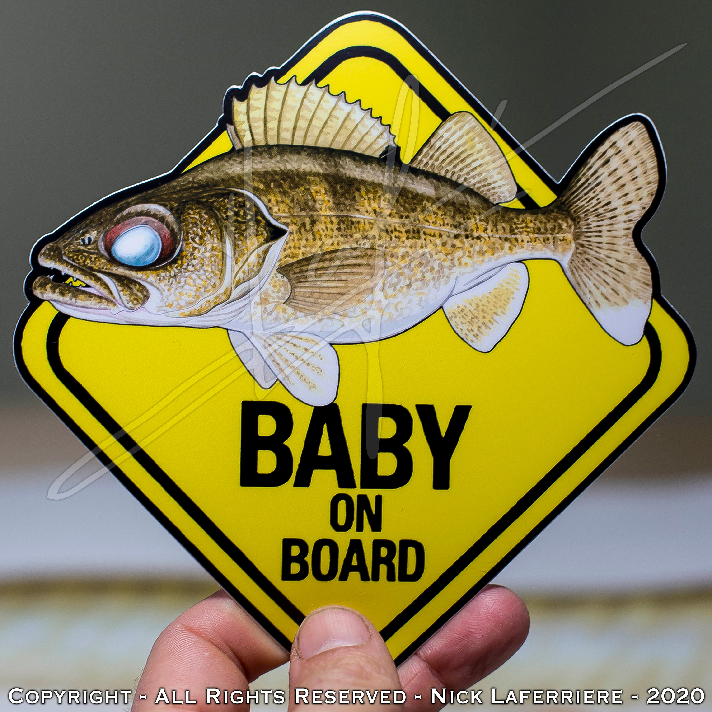Baby on Board Walleye Decals Art by Nick Laferriere - Etsy