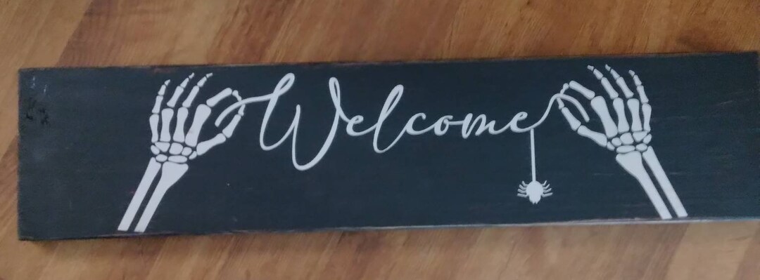 Welcome Skeleton Hand Sign – Distressed Halloween Decor - Etsy