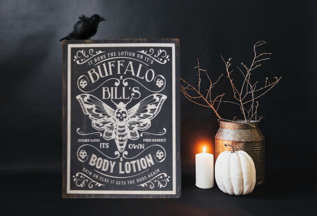 Halloween Sign Buffalo Bill's Body Lotion Sign Wood Sign Rustic Sign ...