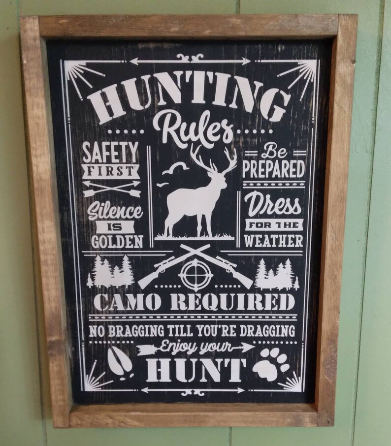 Hunting Rules Sign Camo Required Sign No Bragging Till - Etsy