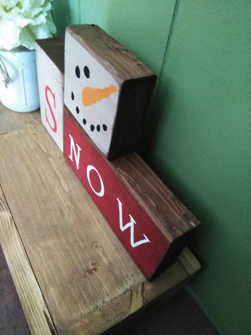 Snow Sign Stackable Sign Christmas Sign Wood Block Sign | Etsy
