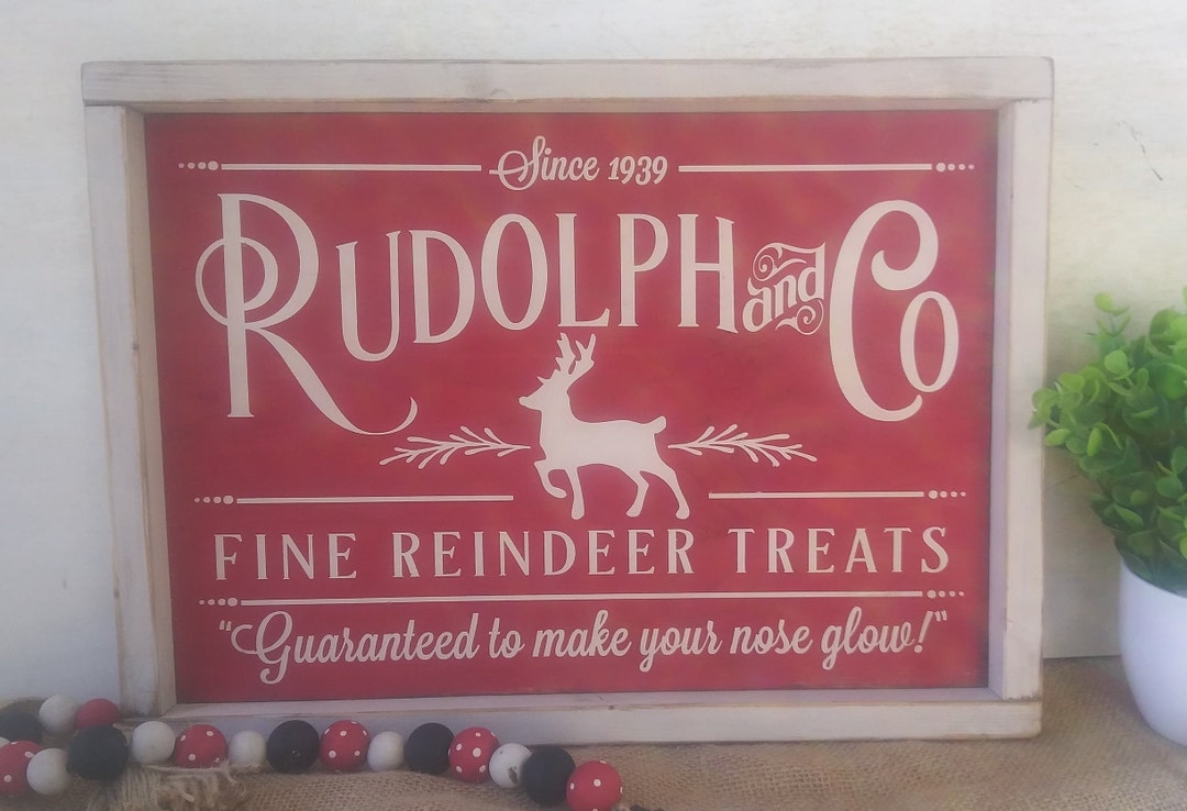 Rudolph & Co Sign - Reindeer Treats Sign - Rustic Christmas Sign ...