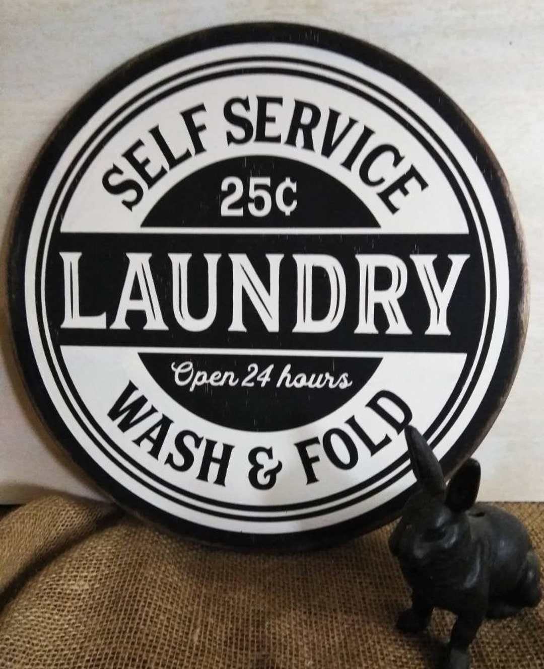 Laundry Sign -round Laundry Sign - Laundry Room Sign - Rustic Sign ...