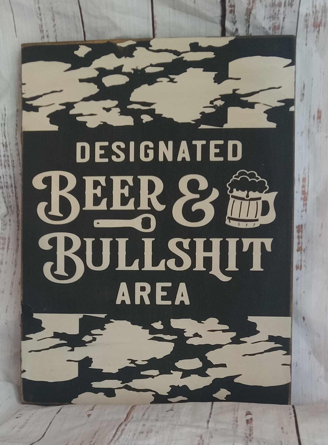 Beer Sign - Cowhide Sign - Designated Beer & Bullshit Area Sign - Funny ...