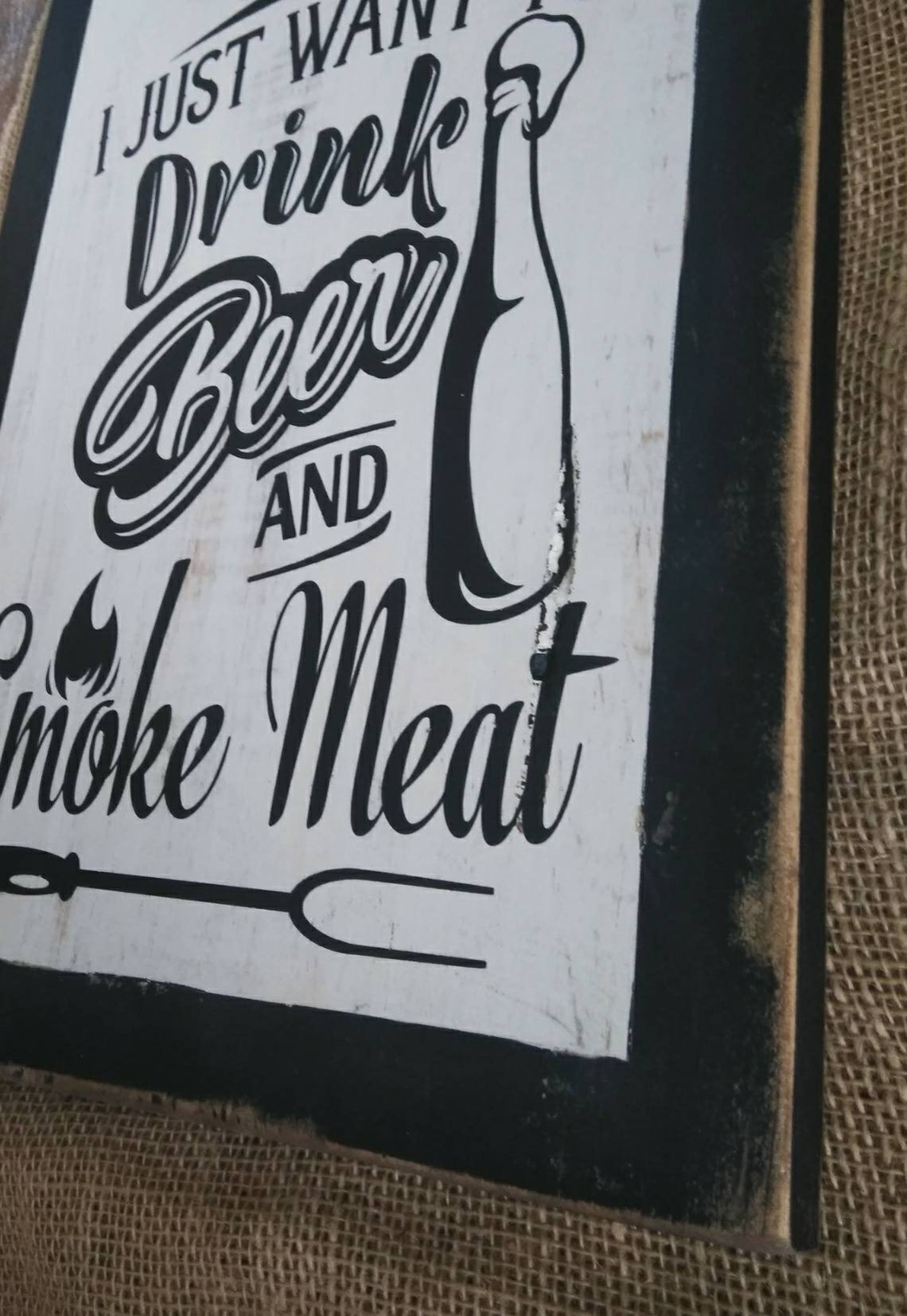 Drink Beer Sign Smoke Meat Sign Grillin Sign Fathers Day - Etsy