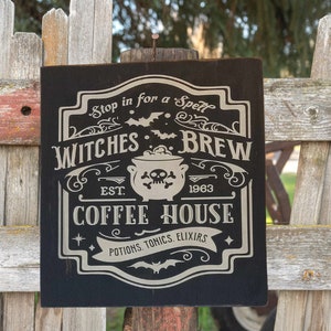 Witches Brew Coffee House Sign – Rustic Halloween Decor - Etsy