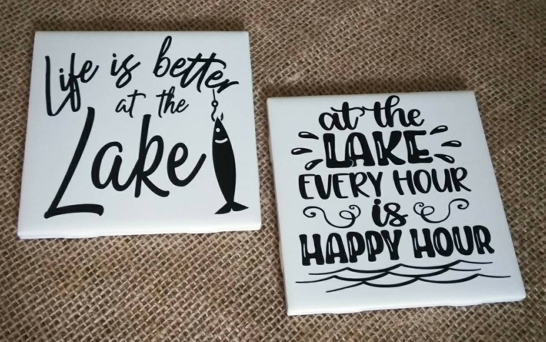 Lake Coasters Life is Better at the Lake Happy Hour Coasters Lake Decor ...