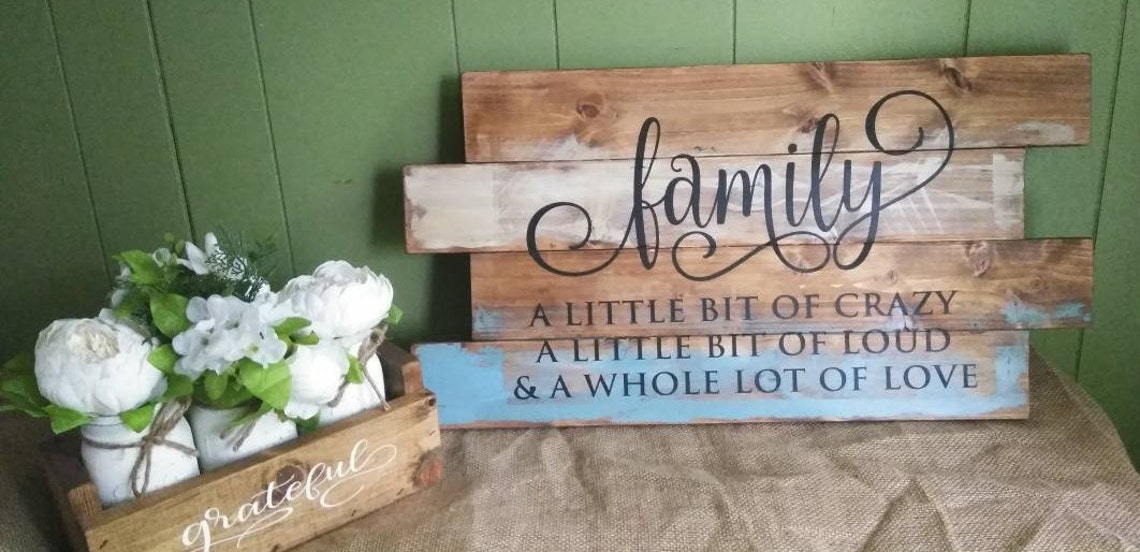 Family Sign Little Bit Crazy Sign Lot of Love Sign Crazy | Etsy