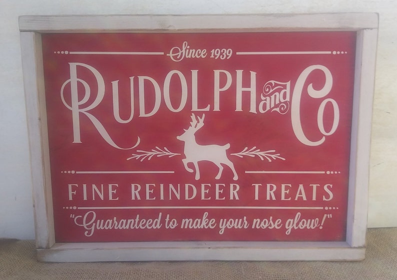 Rudolph & Co Sign Reindeer Treats Sign Rustic Christmas - Etsy