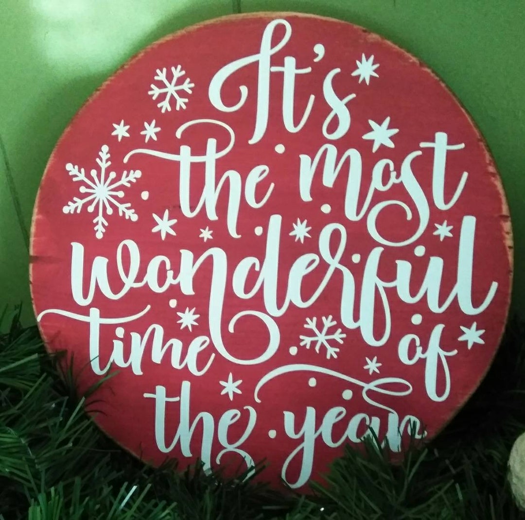 It's the Most Wonderful Time of the Year Sign - Christmas Sign - Round ...